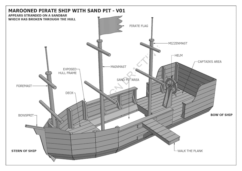 Marooned Pirate Boat With Sand Pit - PLAY HOUSE - Building Plans V1 ...