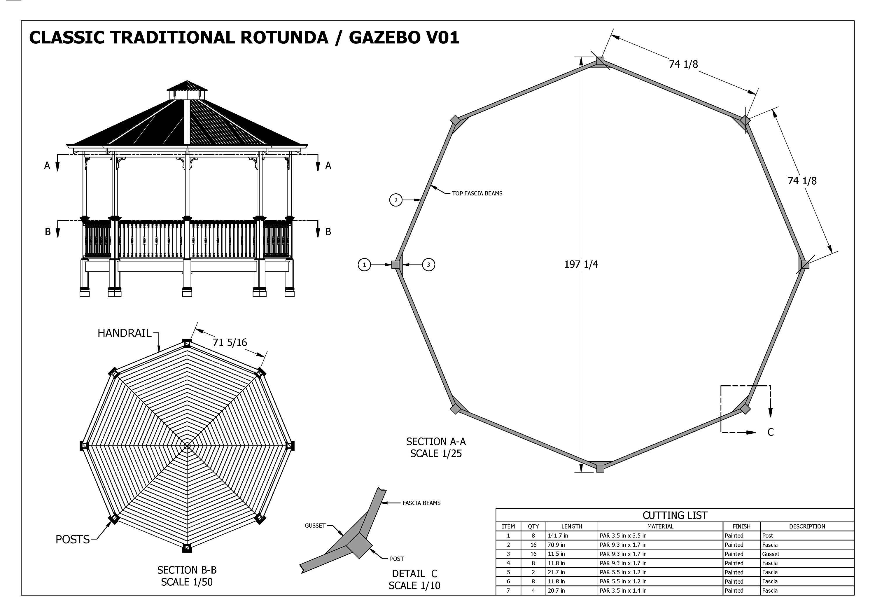 Classic Rotunda Gazebo - Unique Design V1 - Full Building Plans in 3D ...