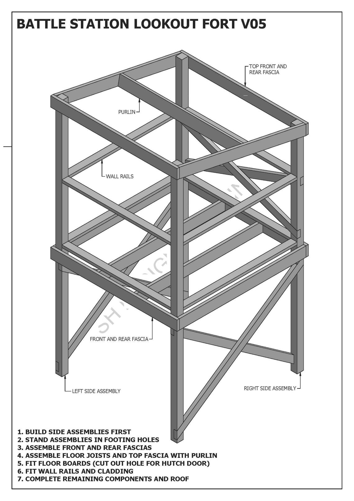 Cubby House - Playhouse Treehouse Combat Fort V05 With Bunker Barricade ...