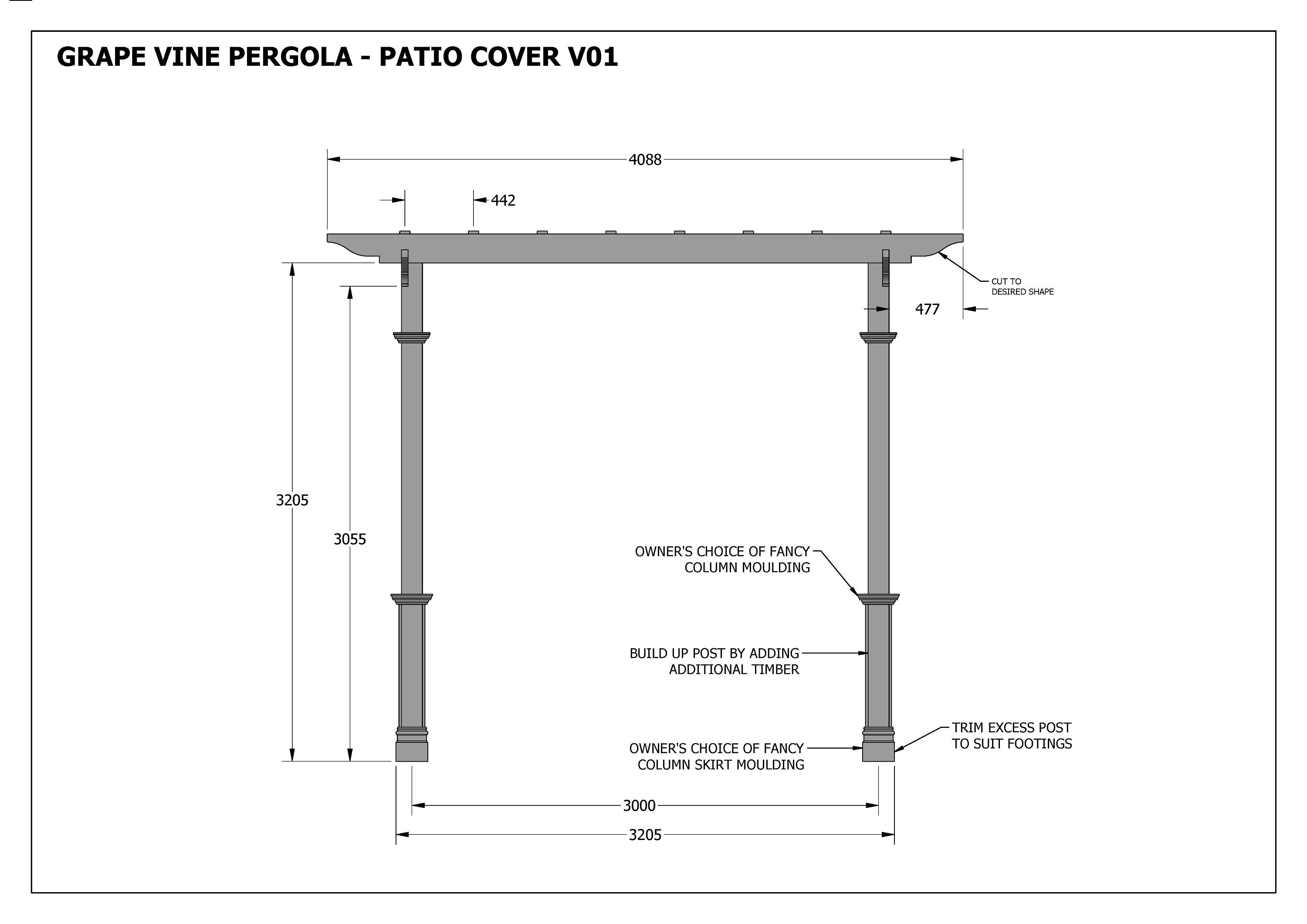 Grape Vine Outdoor Patio Verandah V1 - Full Building Plans in 3D and 2D ...
