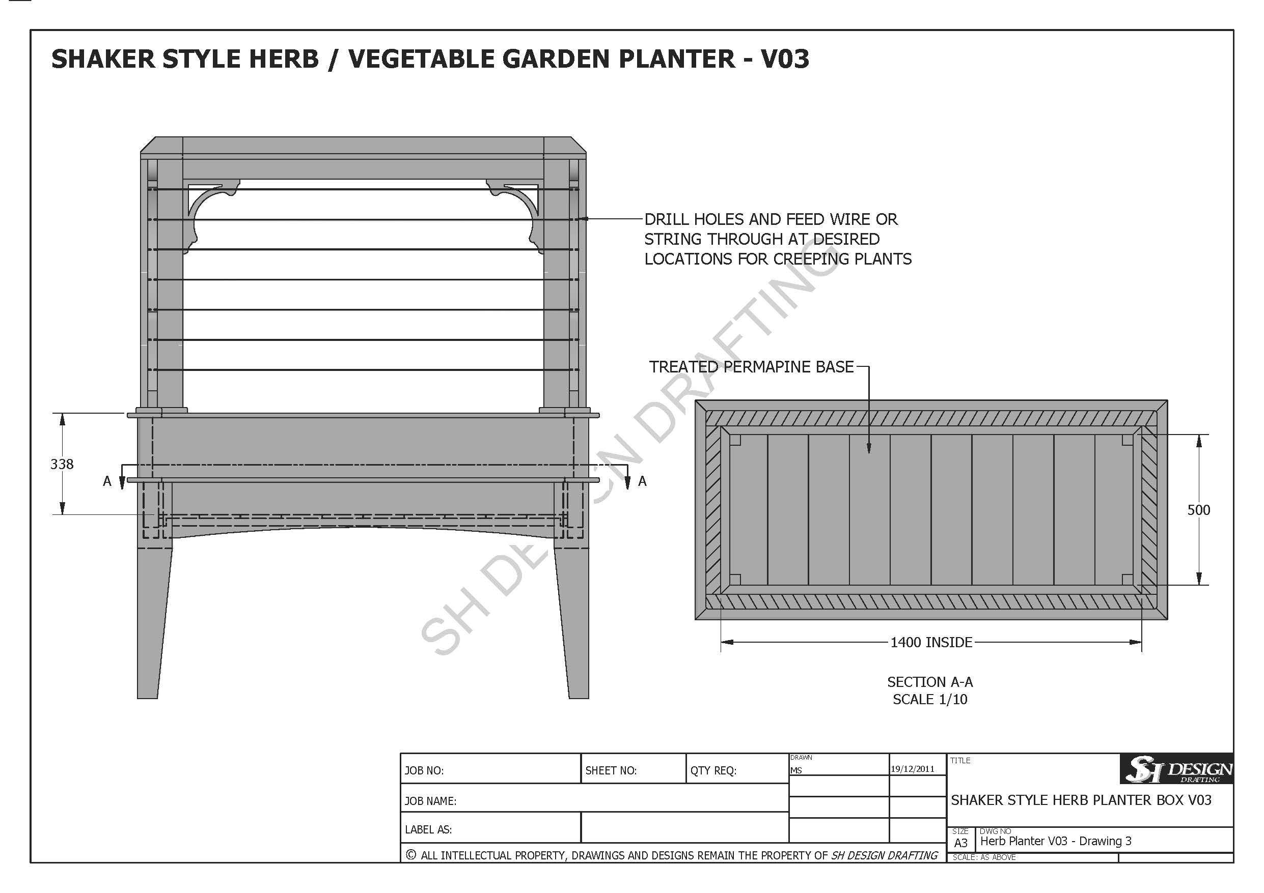 Herb Vegetable Garden Planter V3 - Build Your Own - Building Plans 2D ...