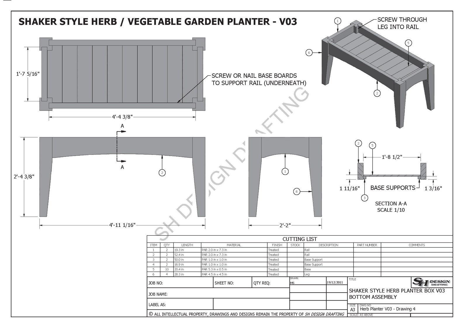 Herb Vegetable Garden Planter V3 - Build Your Own - Building Plans 2D ...