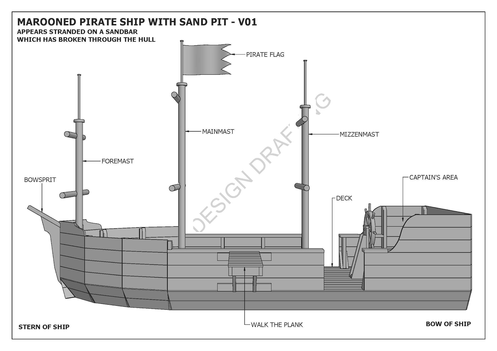 Marooned Pirate Boat With Sand Pit - PLAY HOUSE - Building Plans V1 ...
