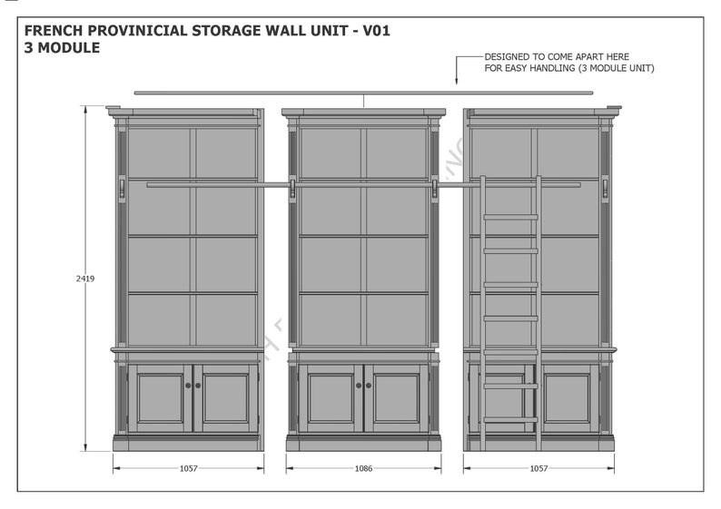 French Provincial Wall Storage Unit 3 Module - Make Your Own & SAVE ...