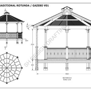 Classic Rotunda Gazebo - Unique Design V1 - Full Building Plans in 3D ...