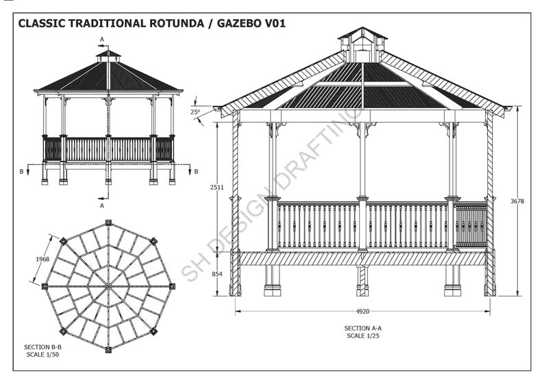 Classic Rotunda Gazebo - Unique Design V1 - Full Building Plans in 3D ...