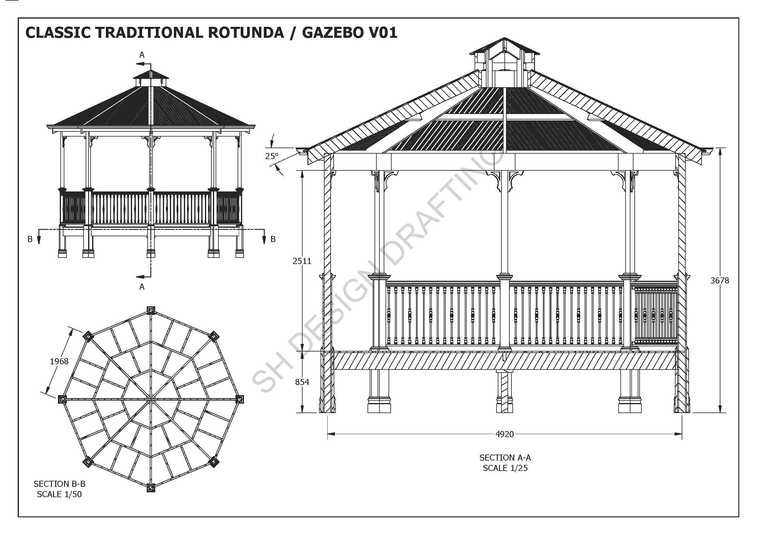Classic Rotunda Gazebo - Unique Design V1 - Full Building Plans in 3D ...
