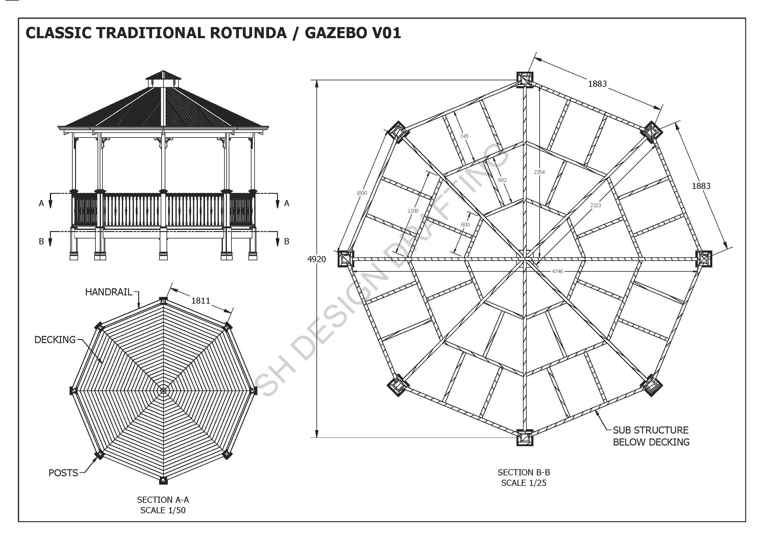 Classic Rotunda Gazebo - Unique Design V1 - Full Building Plans in 3D ...