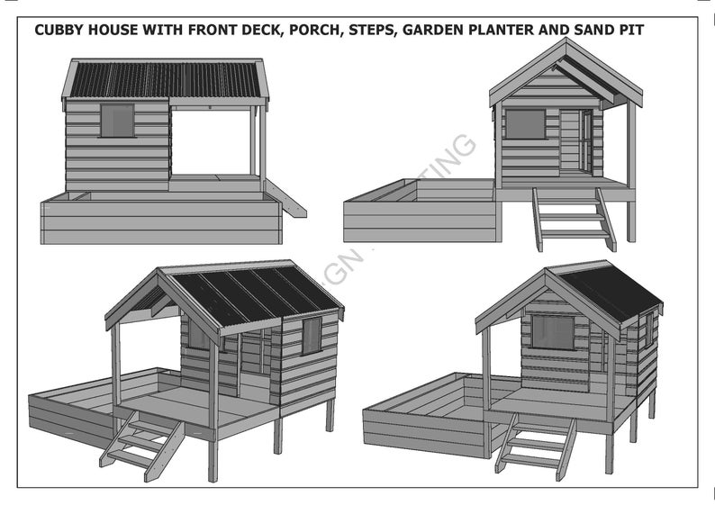 Cubby House - Playhouse With Sand Pit & Planter Bed Combination ...