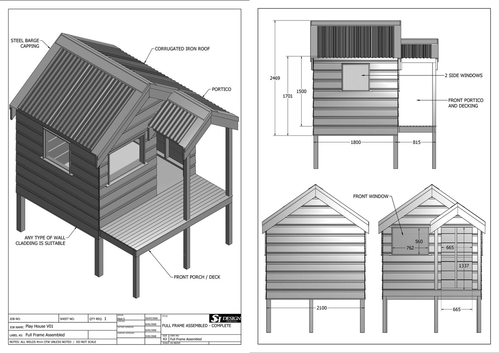 Cubby House - Playhouse With Fort & Sand Pit Combination - Building ...