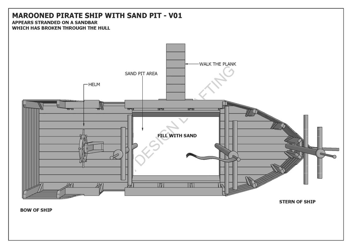 Marooned Pirate Boat With Sand Pit - PLAY HOUSE - Building Plans V1 ...