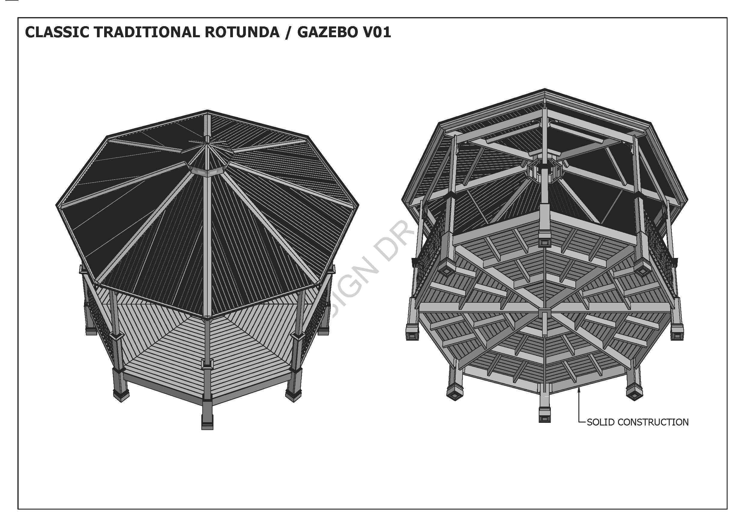 Classic Rotunda Gazebo - Unique Design V1 - Full Building Plans in 3D ...
