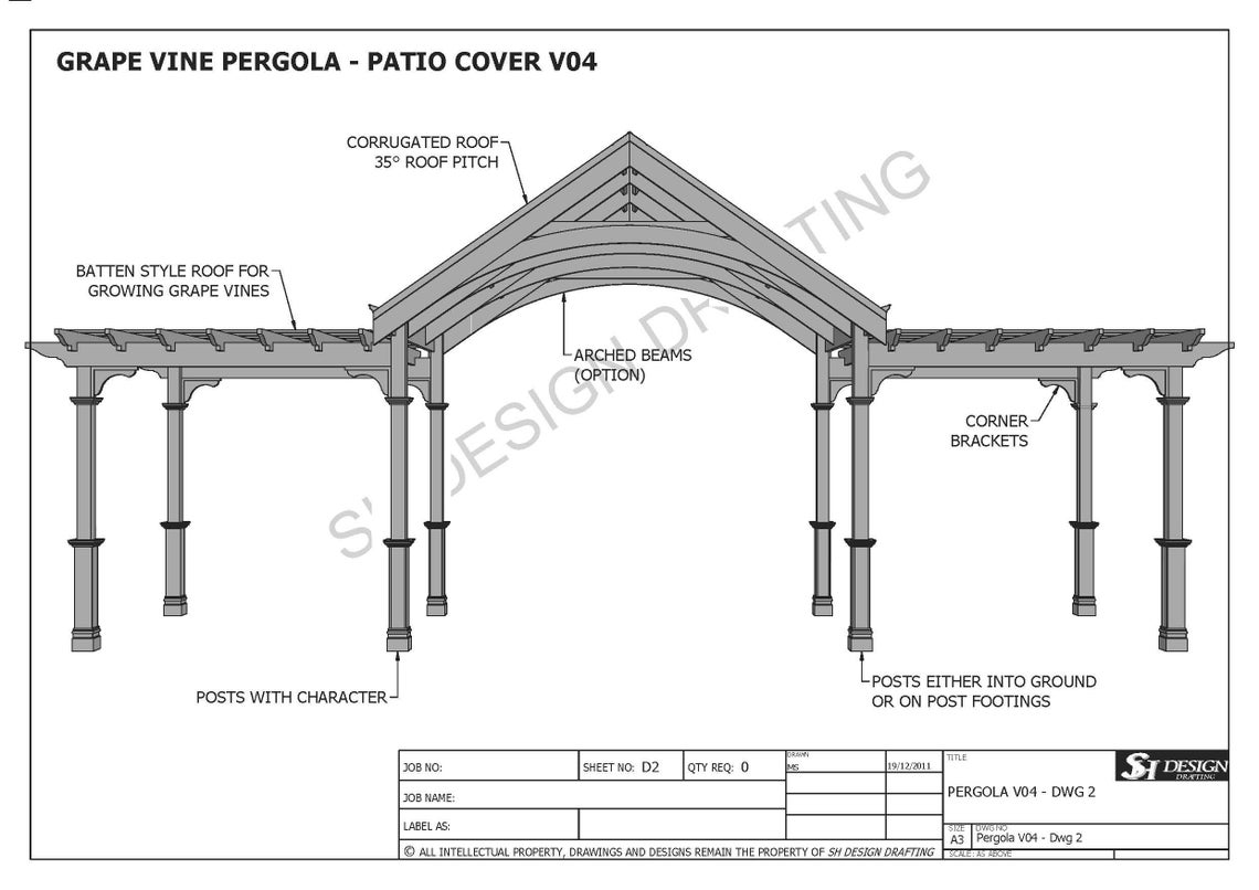 Grape Vine Outdoor Patio Verandah V4 - Full Building Plans in 3D and 2D ...