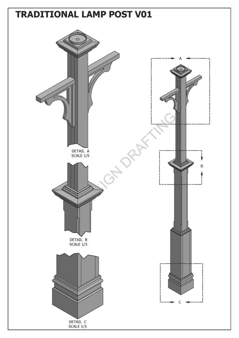 Traditional Lamp Post Light V01 - Build and Save - Building Plans ...