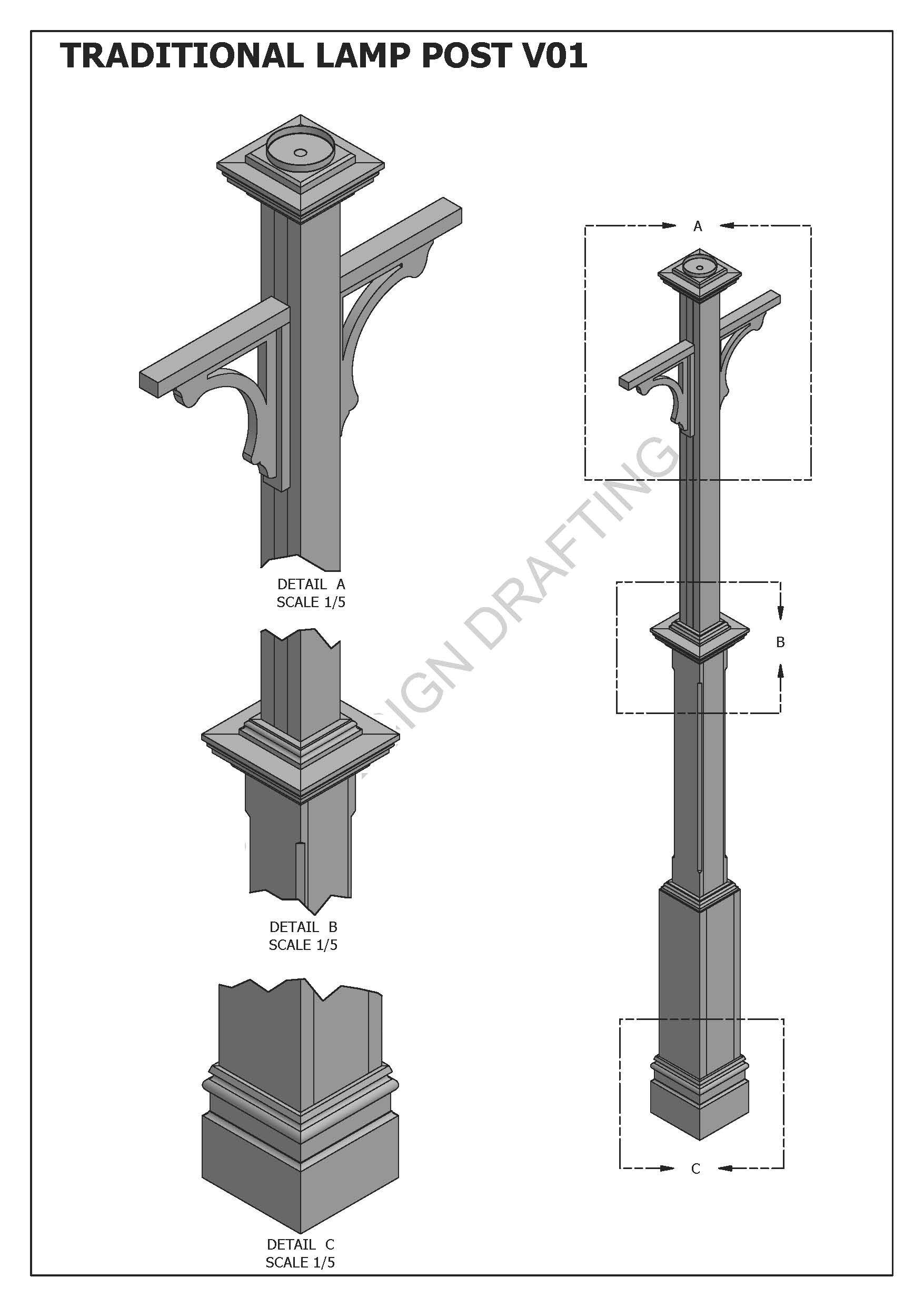 Traditional Lamp Post Light V01 - Build and Save - Building Plans ...