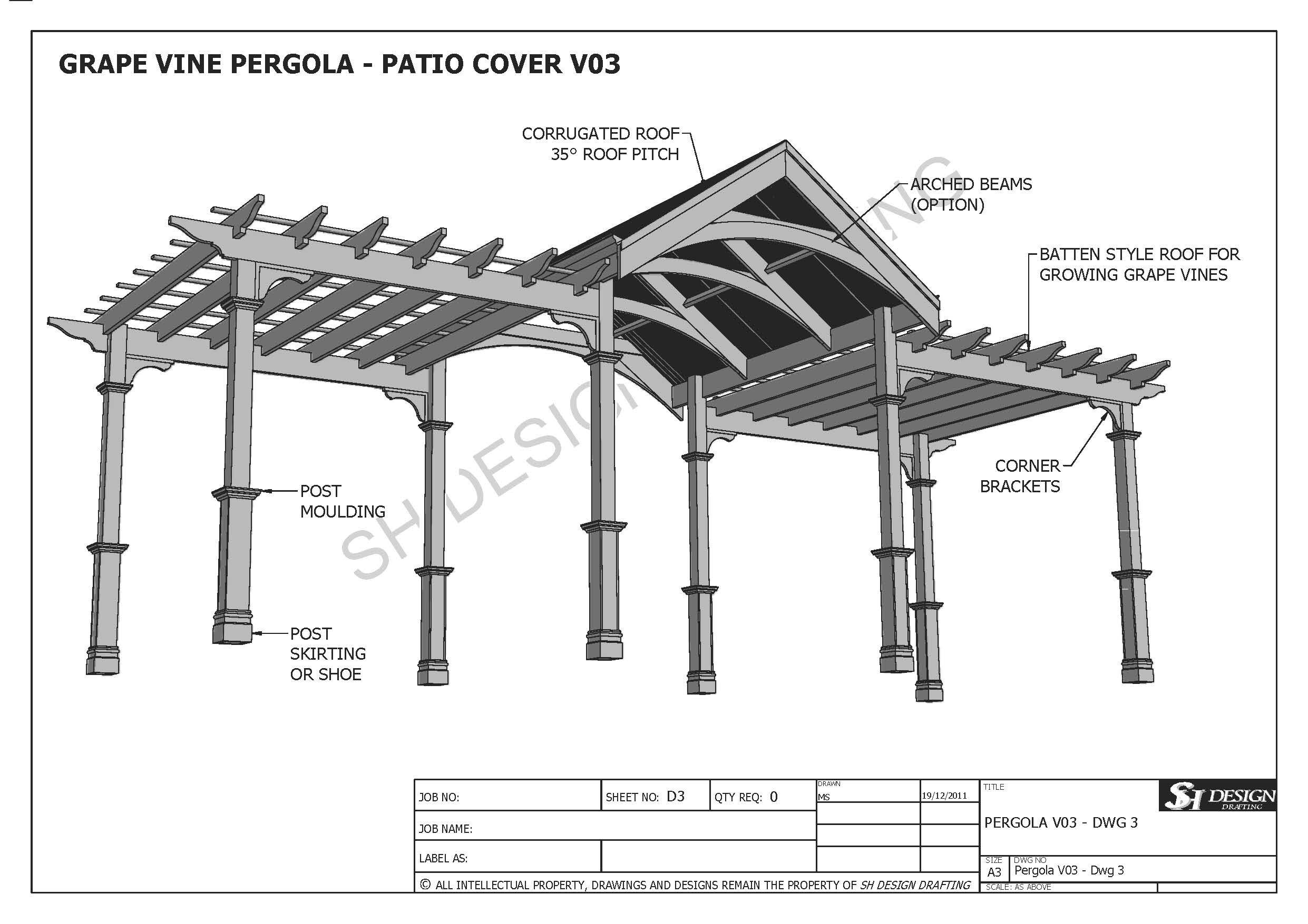 Grape Vine Outdoor Patio Verandah V3 - Full Building Plans in 3D and 2D ...