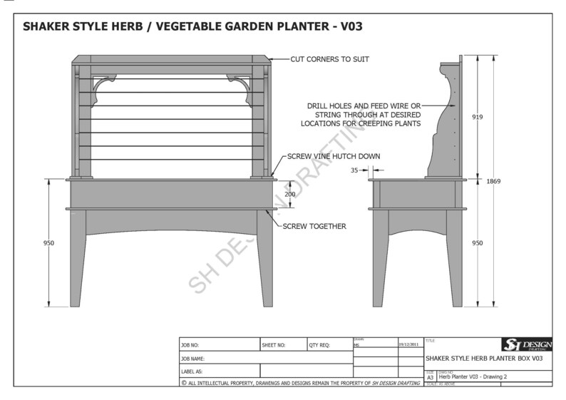 Herb Vegetable Garden Planter V3 - Build Your Own - Building Plans 2D ...