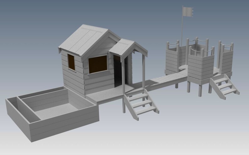 Cubby House - Playhouse With Fort & Sand Pit Combination - Building ...