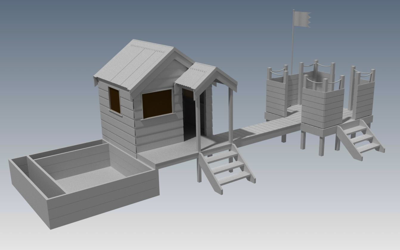 Cubby House - Playhouse With Fort & Sand Pit Combination - Building ...