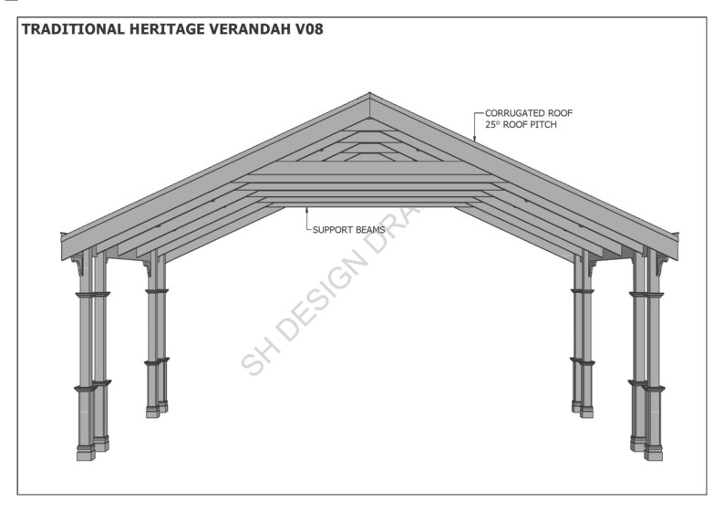 Traditional Heritage Carport / Verandah - V08 - Full Building Plans in ...