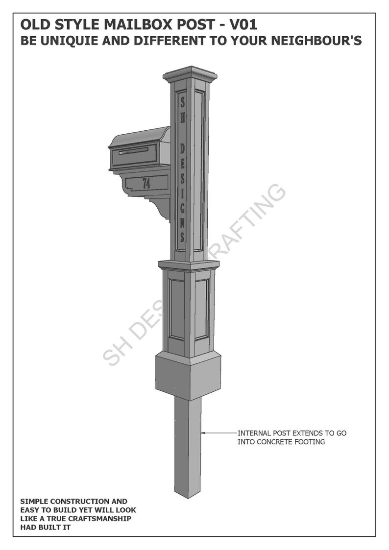 Old Style Mailbox Letter Box Post V01 - Build and Save - Building Plans ...