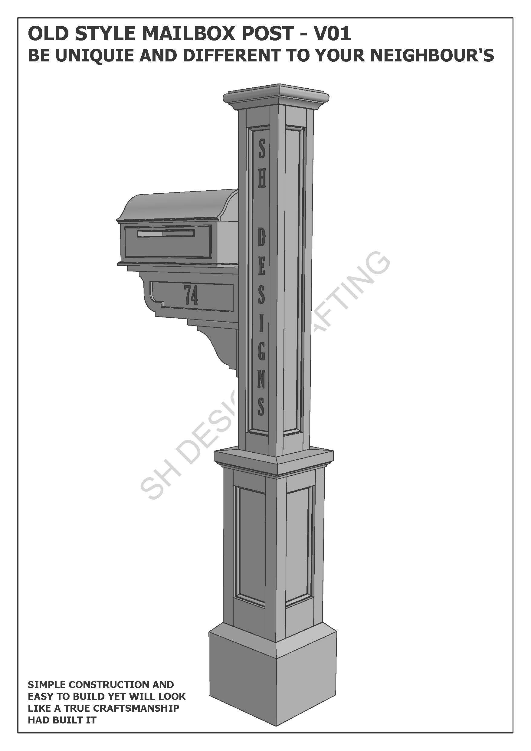 Old Style Mailbox Letter Box Post V01 - Build and Save - Building Plans ...