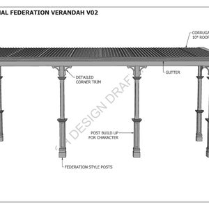 Traditional Flat Roof Verandah - V02 - Full Building Plans in 3D and 2D ...