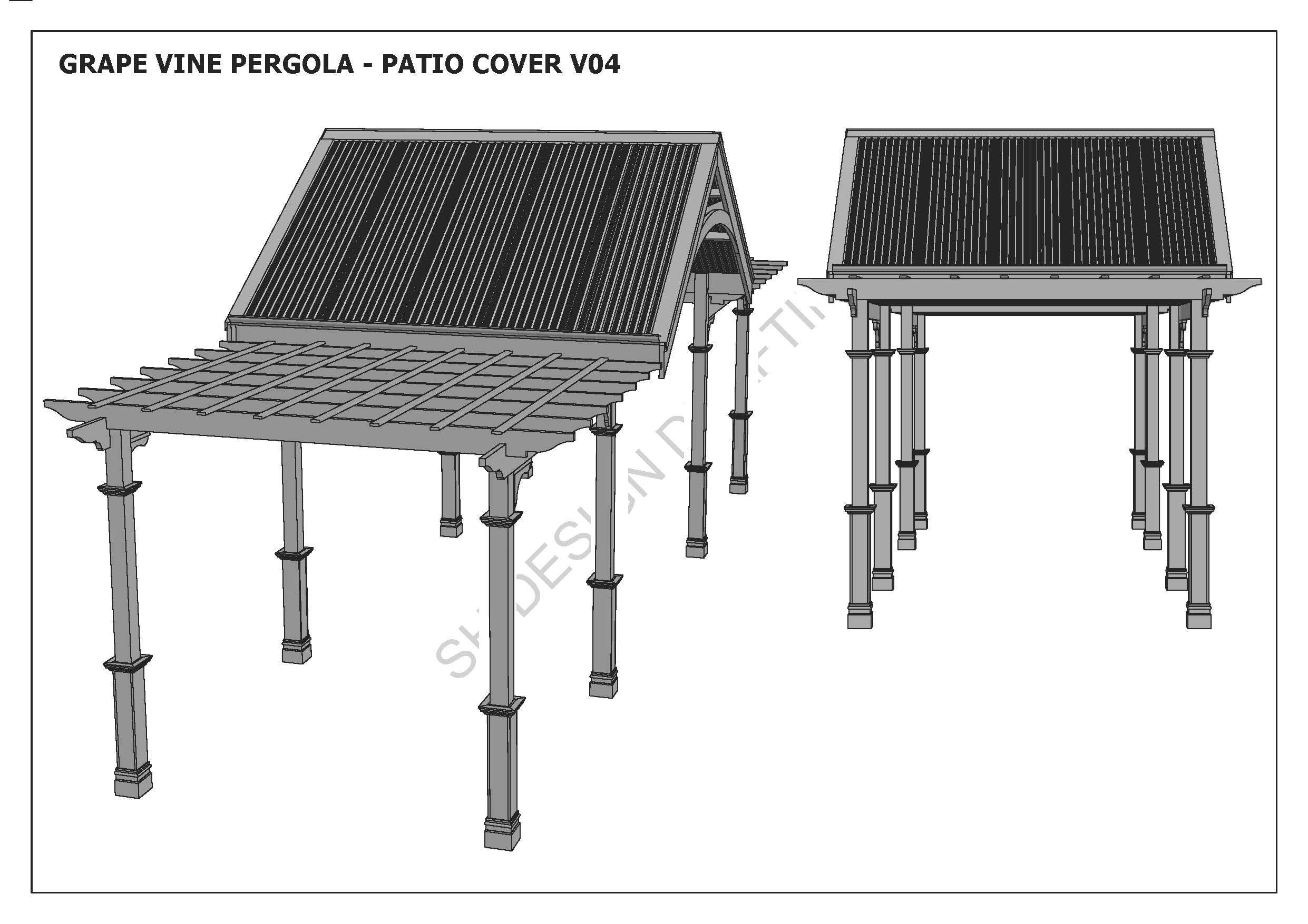 Grape Vine Outdoor Patio Verandah V4 - Full Building Plans in 3D and 2D ...