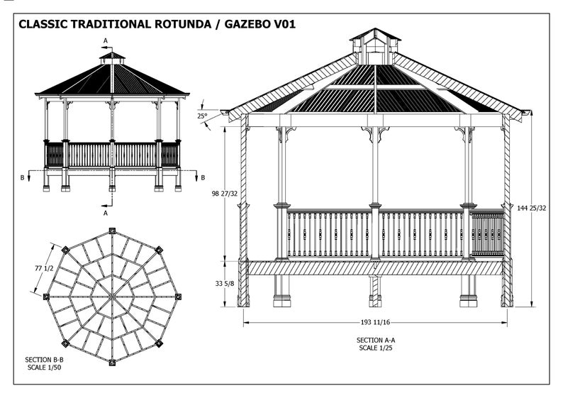 Classic Rotunda Gazebo - Unique Design V1 - Full Building Plans in 3D ...