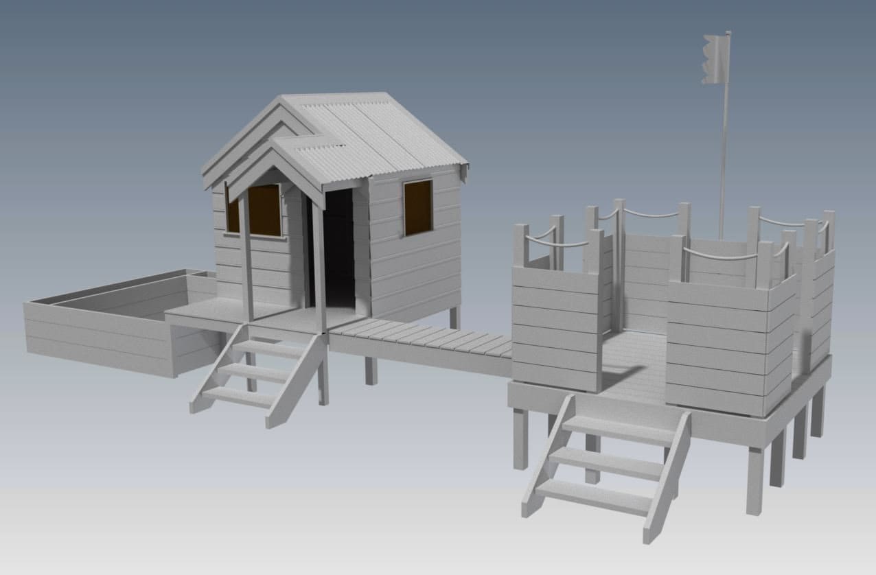 Cubby House - Playhouse With Fort & Sand Pit Combination - Building ...