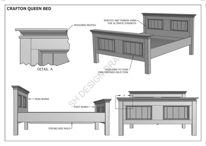 Crafton Queen Size Timber Bed - Make Your Own & SAVE - Building Plans ...