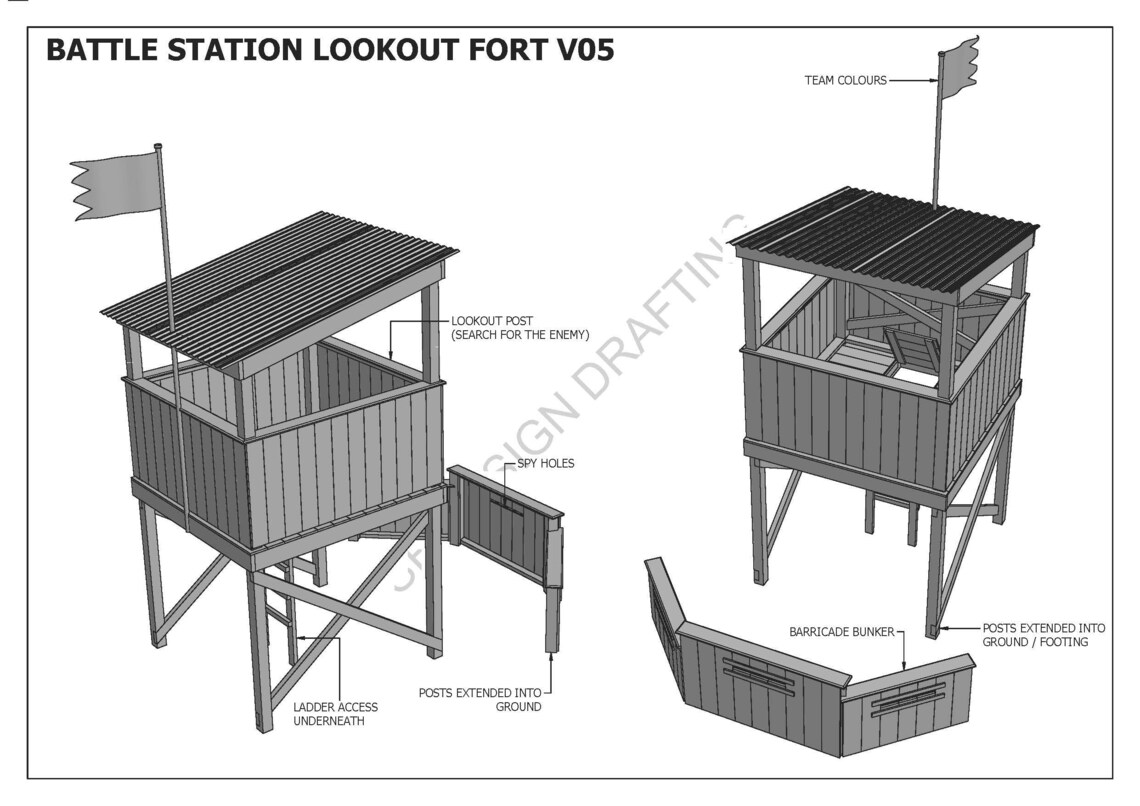 Cubby House - Playhouse Treehouse Combat Fort V05 With Bunker Barricade ...