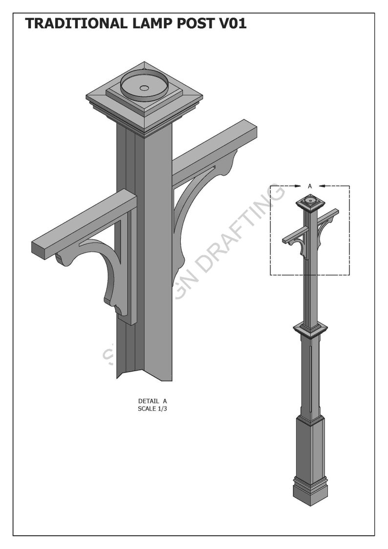 Traditional Lamp Post Light V01 - Build and Save - Building Plans ...