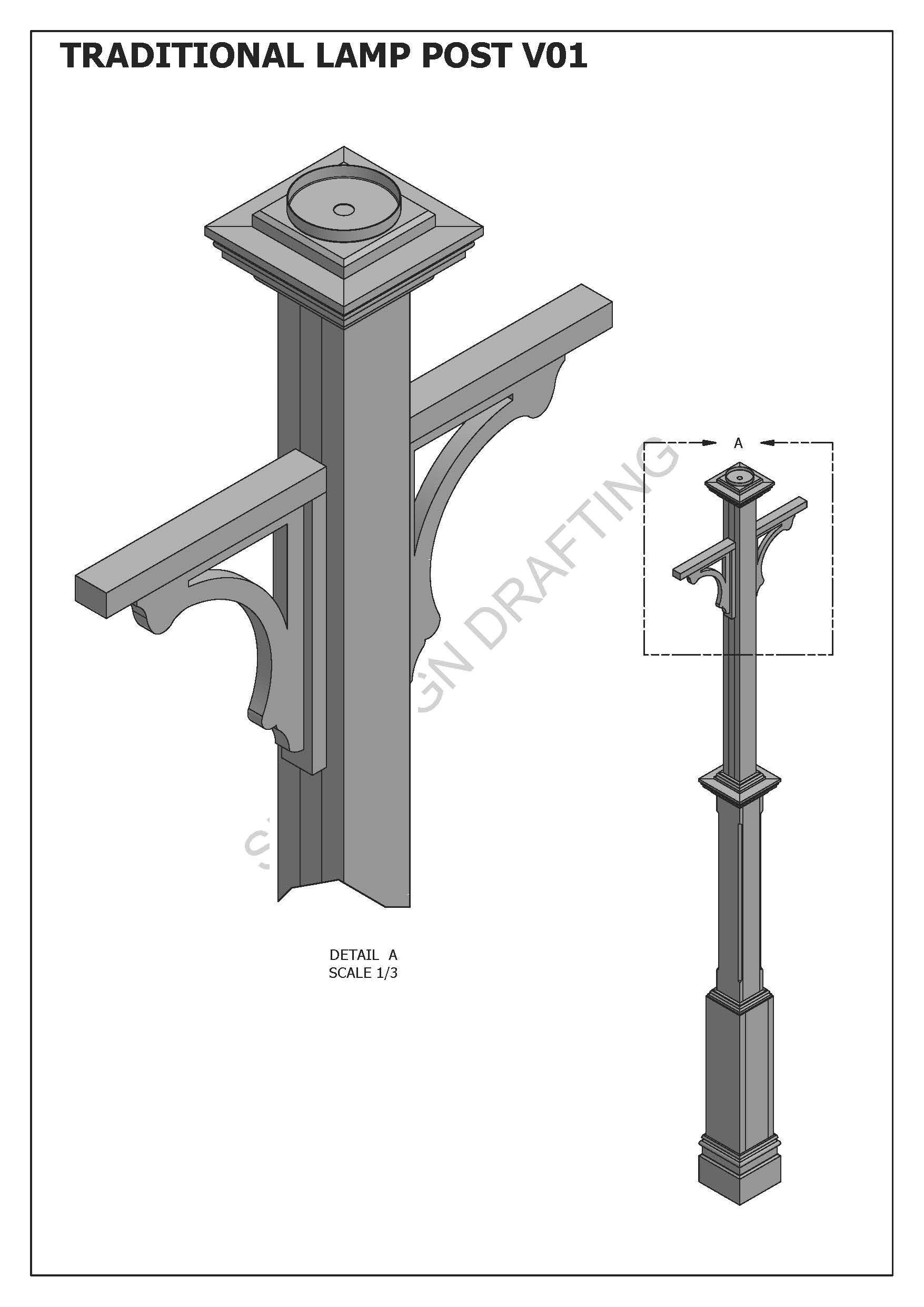 Traditional Lamp Post Light V01 - Build and Save - Building Plans ...