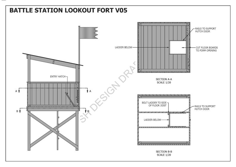 Cubby House - Playhouse Treehouse Combat Fort V05 With Bunker Barricade ...