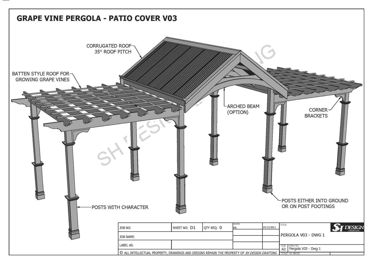 Grape Vine Outdoor Patio Verandah V3 - Full Building Plans in 3D and 2D ...