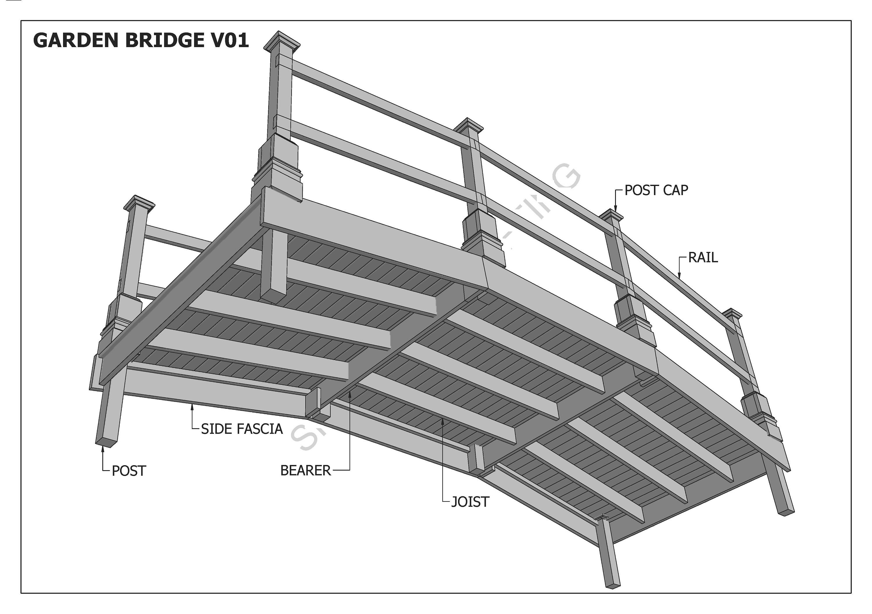 Garden Bridge Deck V01 - Unique Designs - Building PLANS 3D and 2D ...