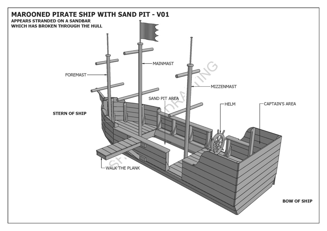 Marooned Pirate Boat With Sand Pit - PLAY HOUSE - Building Plans V1 ...