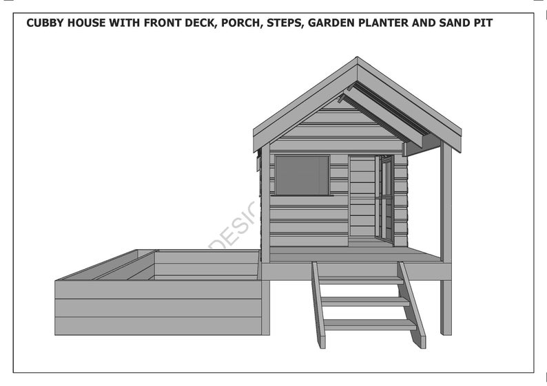 Cubby House - Playhouse With Sand Pit & Planter Bed Combination ...