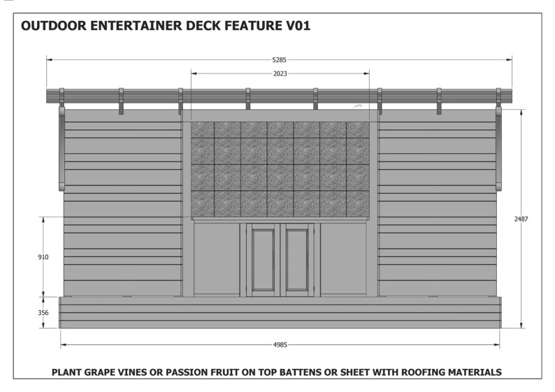 Outdoor Entertainment Deck & BBQ Pergola / Patio V01 metric Dimensions ...