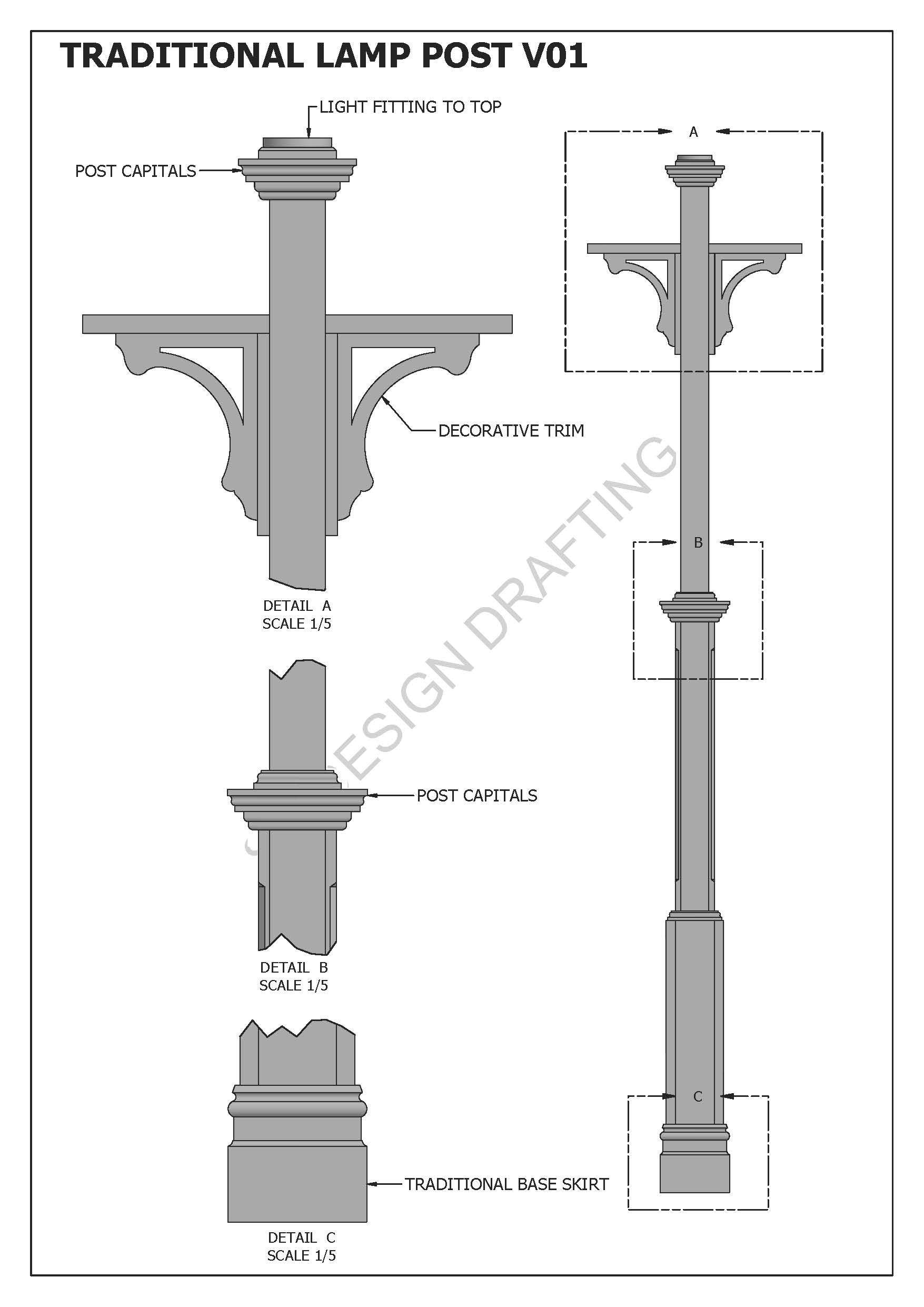 Traditional Lamp Post Light V01 - Build and Save - Building Plans ...