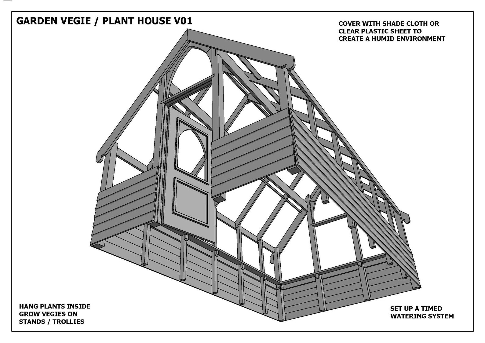 Greenhouse Garden House V01 - Grow Veggies and Plants - Building Plans ...