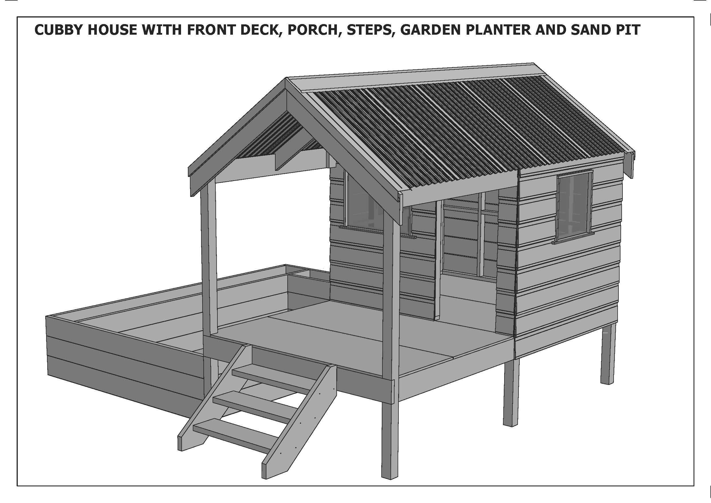 Cubby House - Playhouse With Sand Pit & Planter Bed Combination ...