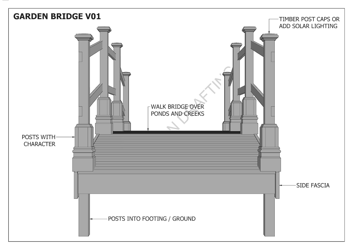Garden Bridge Deck V01 - Unique Designs - Building PLANS 3D and 2D ...