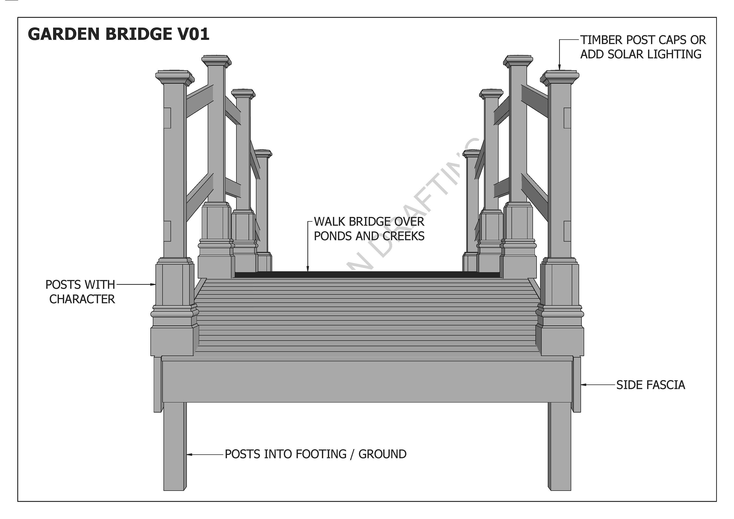Garden Bridge Deck V01 - Unique Designs - Building PLANS 3D and 2D ...