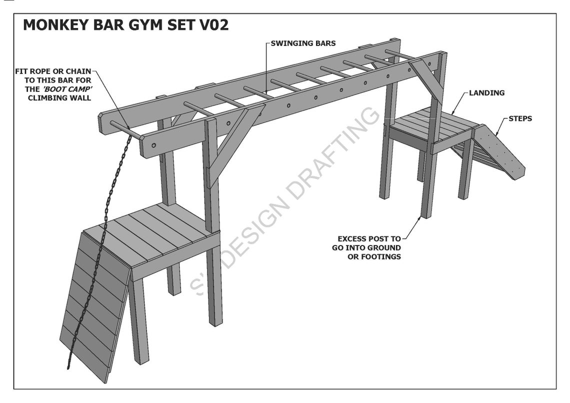 Kids Play Gym / Monkey Bars / Gym Set V1 - Add to Your Playhouse ...