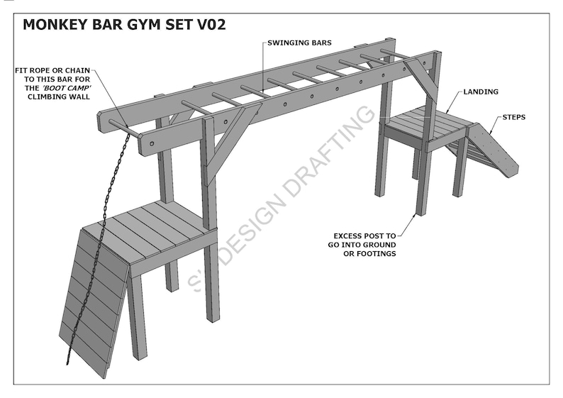 Kids Play Gym / Monkey Bars / Gym Set V1 - Add to Your Playhouse ...