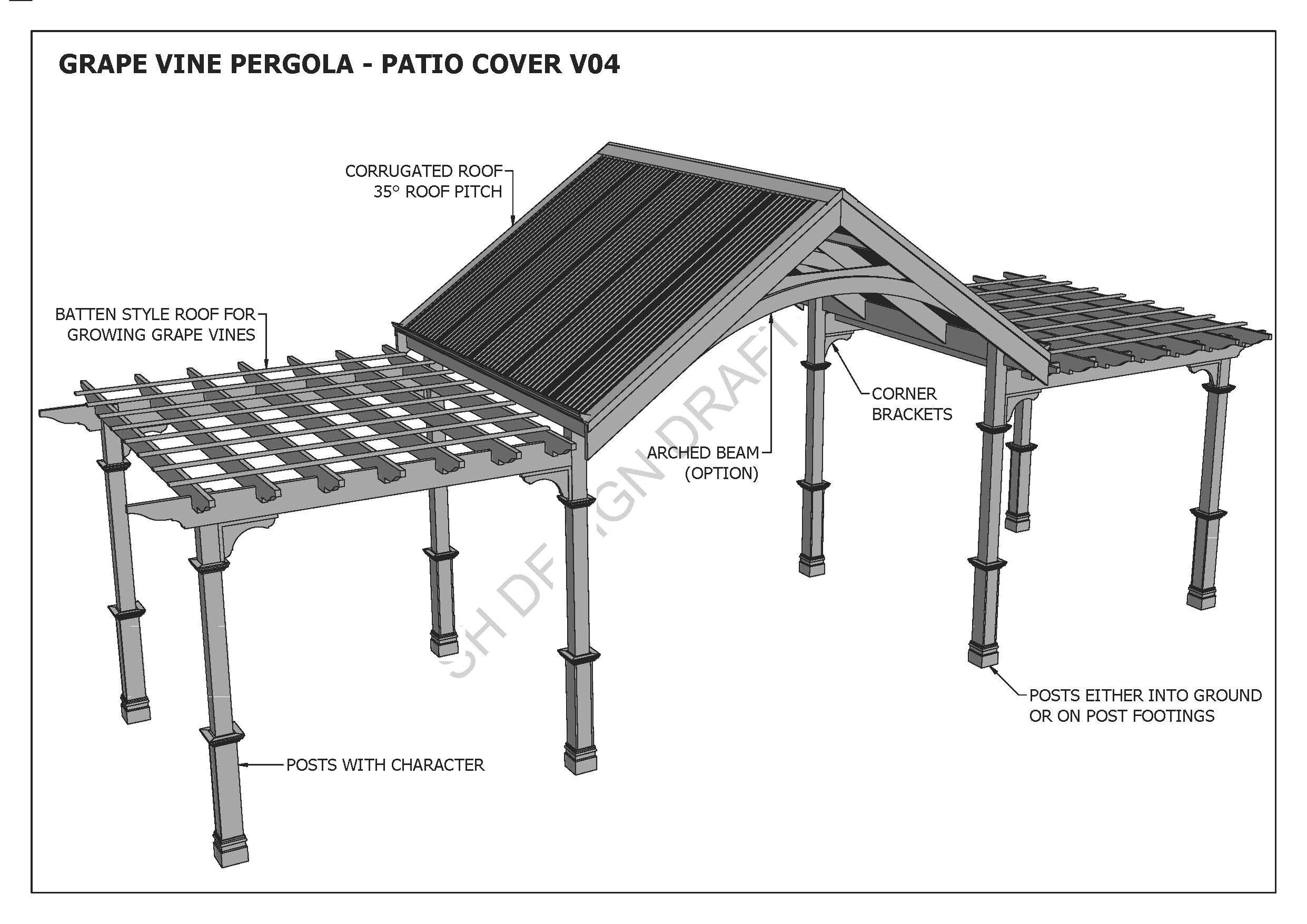 Grape Vine Outdoor Patio Verandah V4 - Full Building Plans in 3D and 2D ...