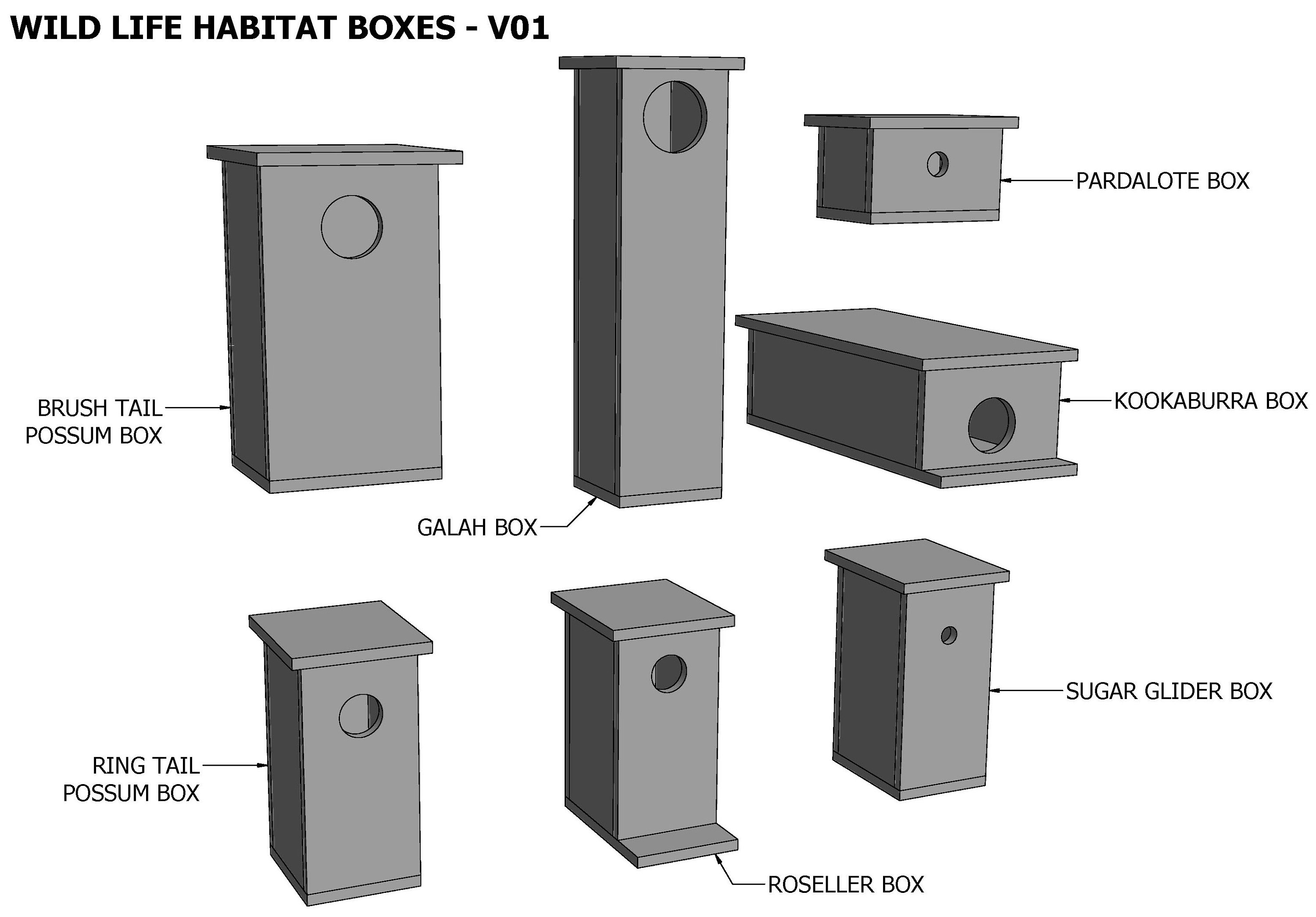Possum Box / Rosella Box / Bird Boxes, Houses and More - Building Plans ...