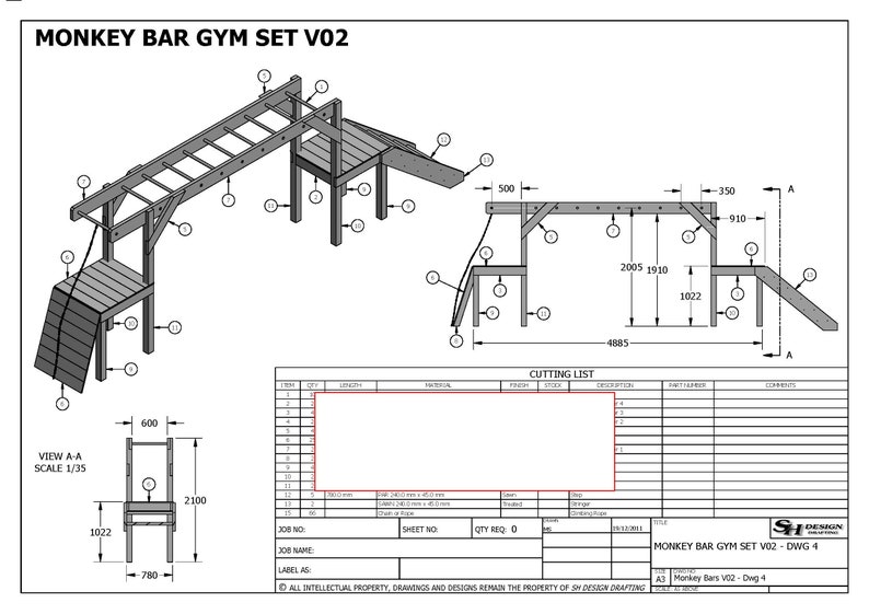 Kids Play Gym / Monkey Bars / Gym Set V1 - Add to Your Playhouse ...